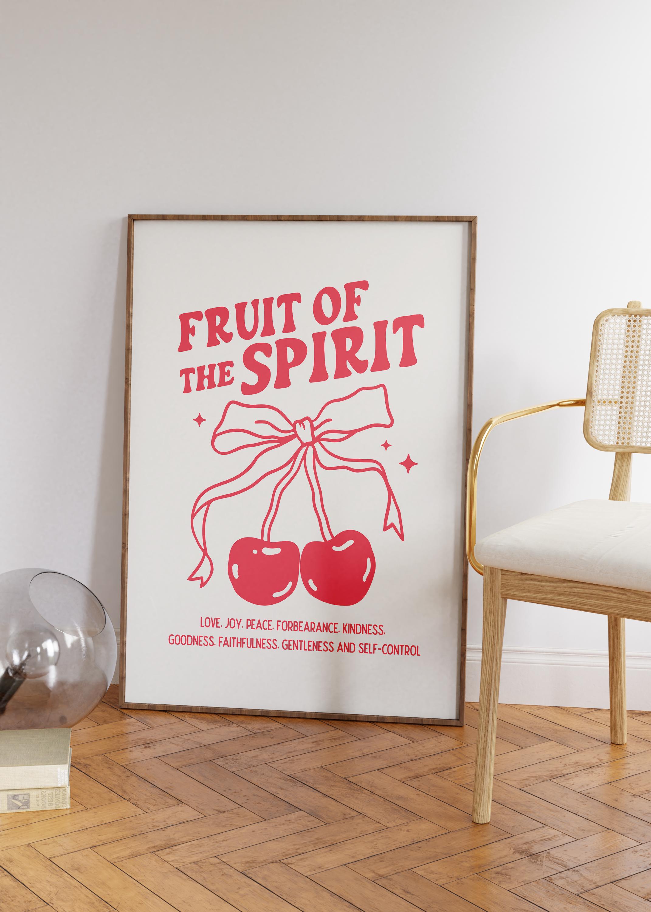Fruit of the Spirit Wall Art, Coquette Cherry Art, Galatians 5:22 ...