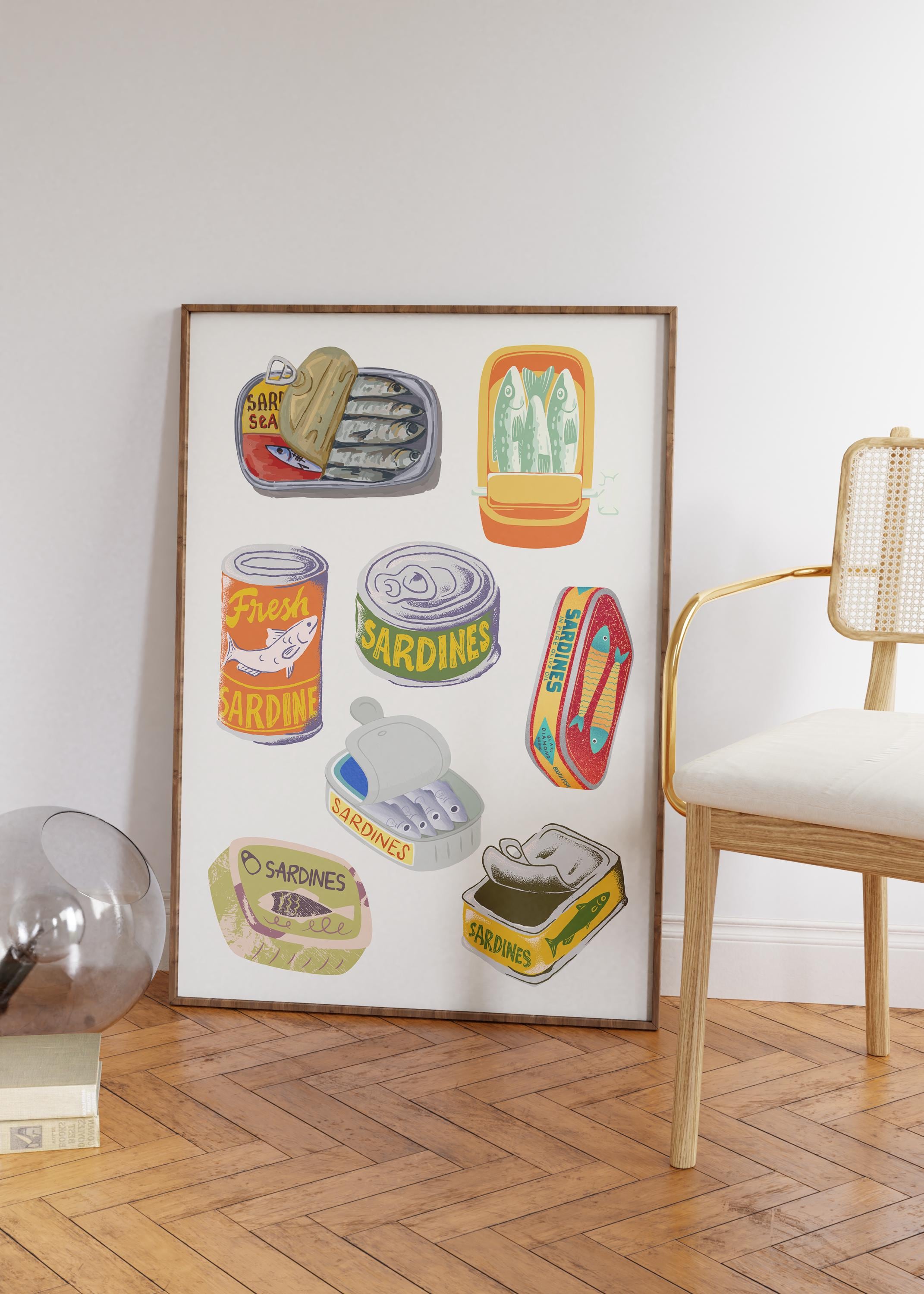 Tinned Fish Print, Sardines Art Print, Retro Food Art, Retro Fish ...