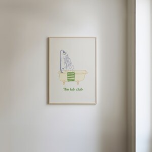 The Tub Club Print, Funky Bathroom Decor, Modern Bath Print, Funny Bath ...