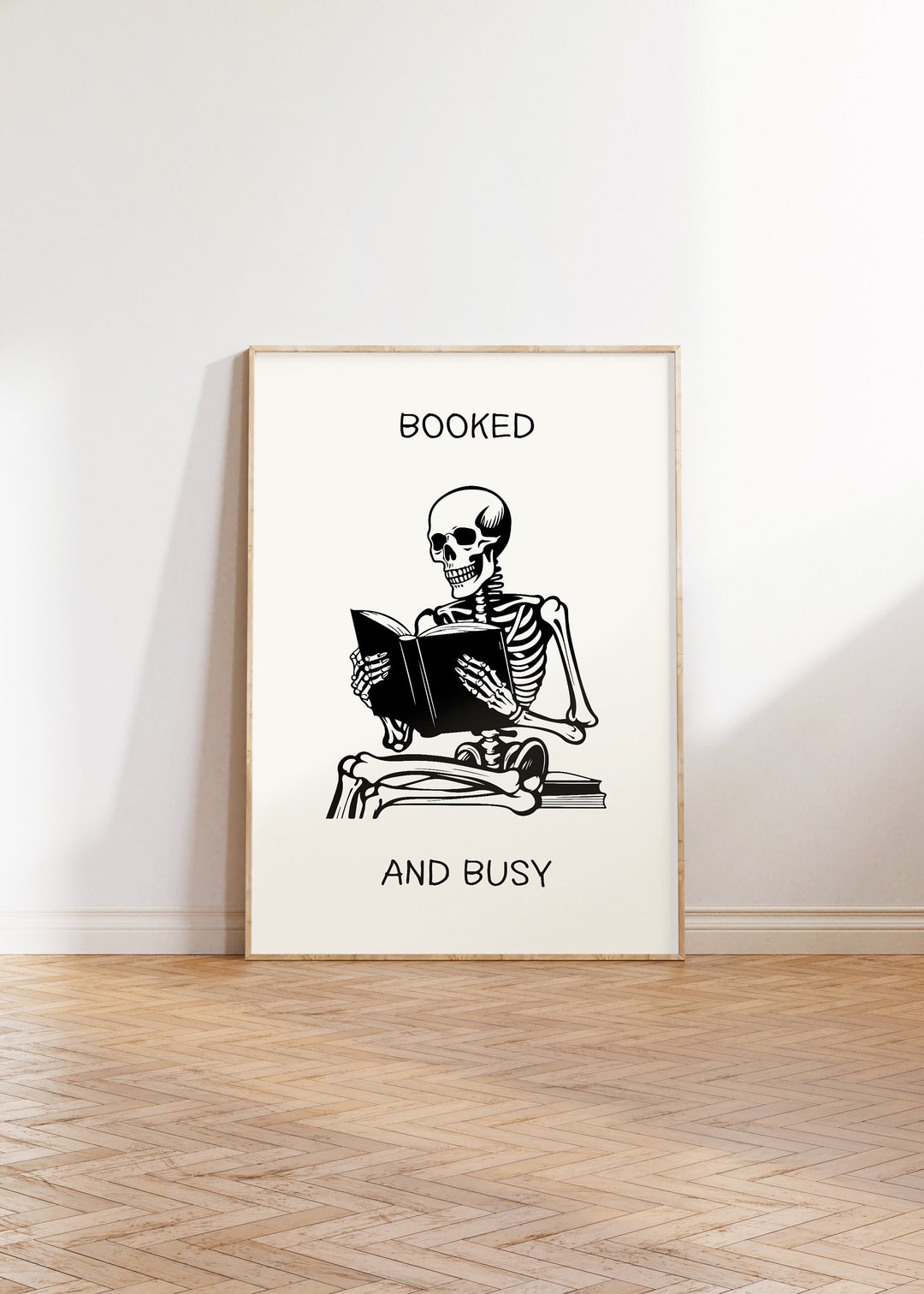 Booked and Busy Print, Skeleton Reading Poster, Retro Skeleton Print ...