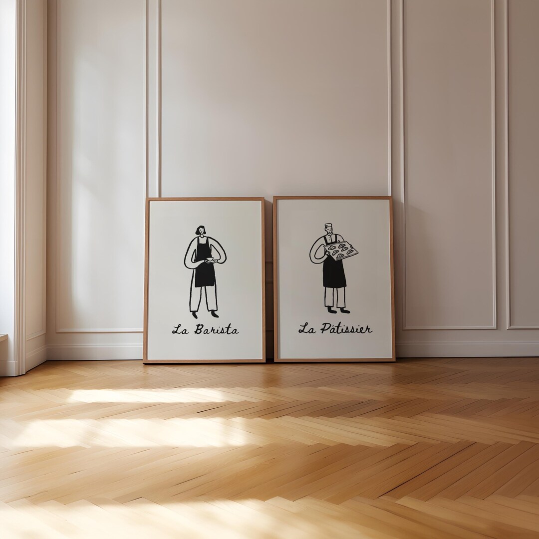 La Patissier Print, Cute Pasty Poster, Trendy Kitchen Prints Set ...