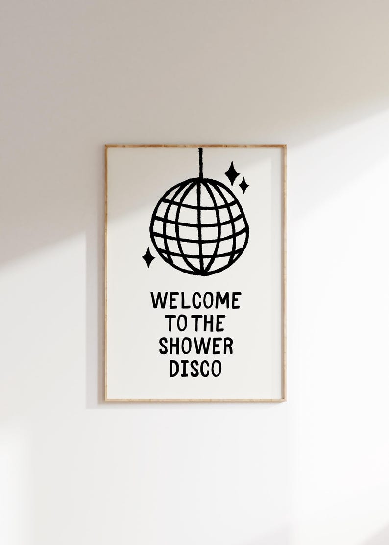 Shower Disco, Cute Bathroom Decor, Retro Aesthetic Bathroom Wall Art ...