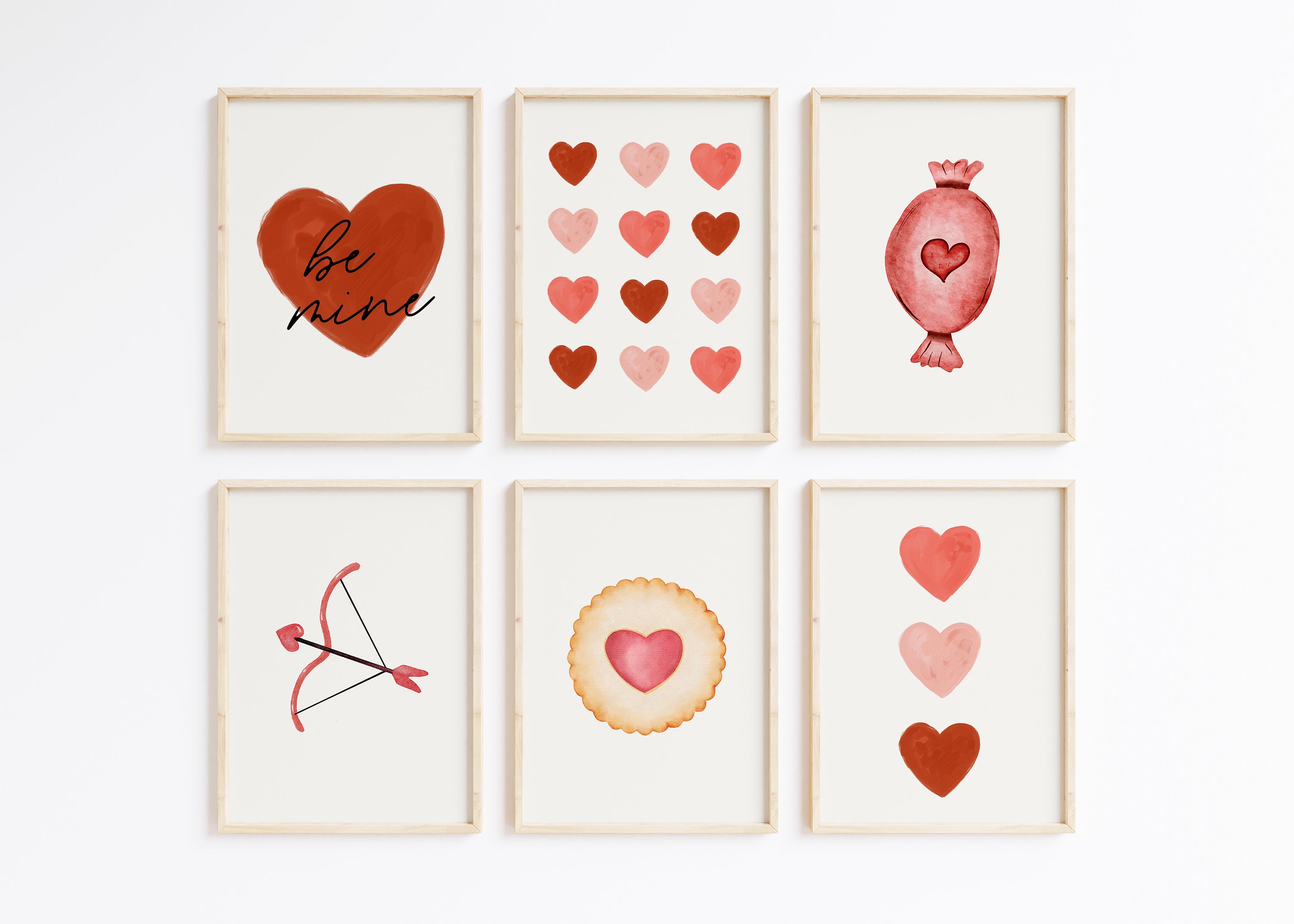 Valentine's Day Gallery Wall Set of 6 Prints, Modern Valentines Day ...