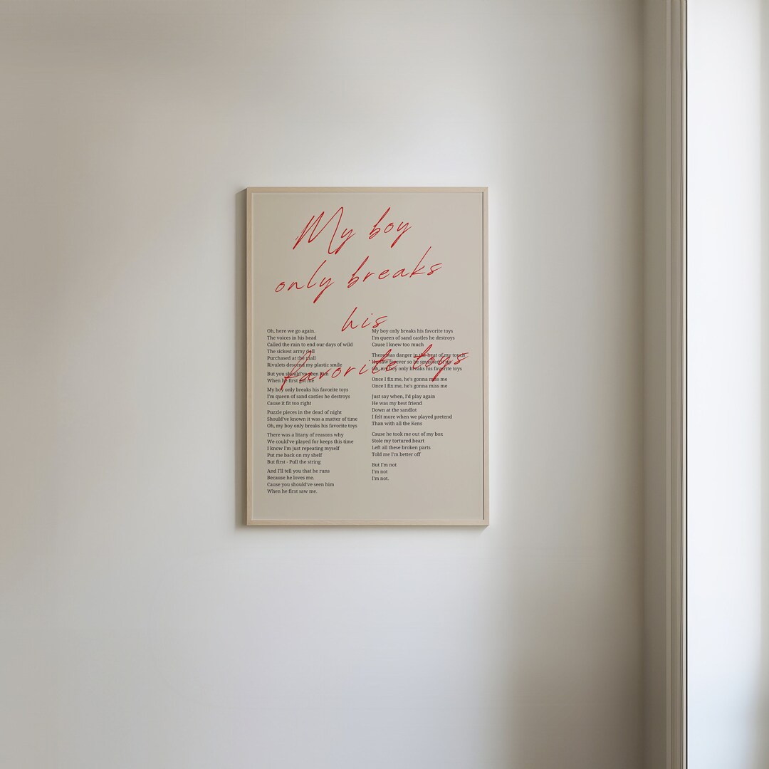 My Boy Only Breaks His Favorite Toys Lyrics Poster, Ästhetische Girly ...