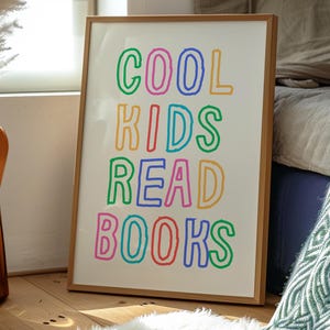 Cool Kids Read Books Print, Kids Reading Book, Playroom Wall Decor ...