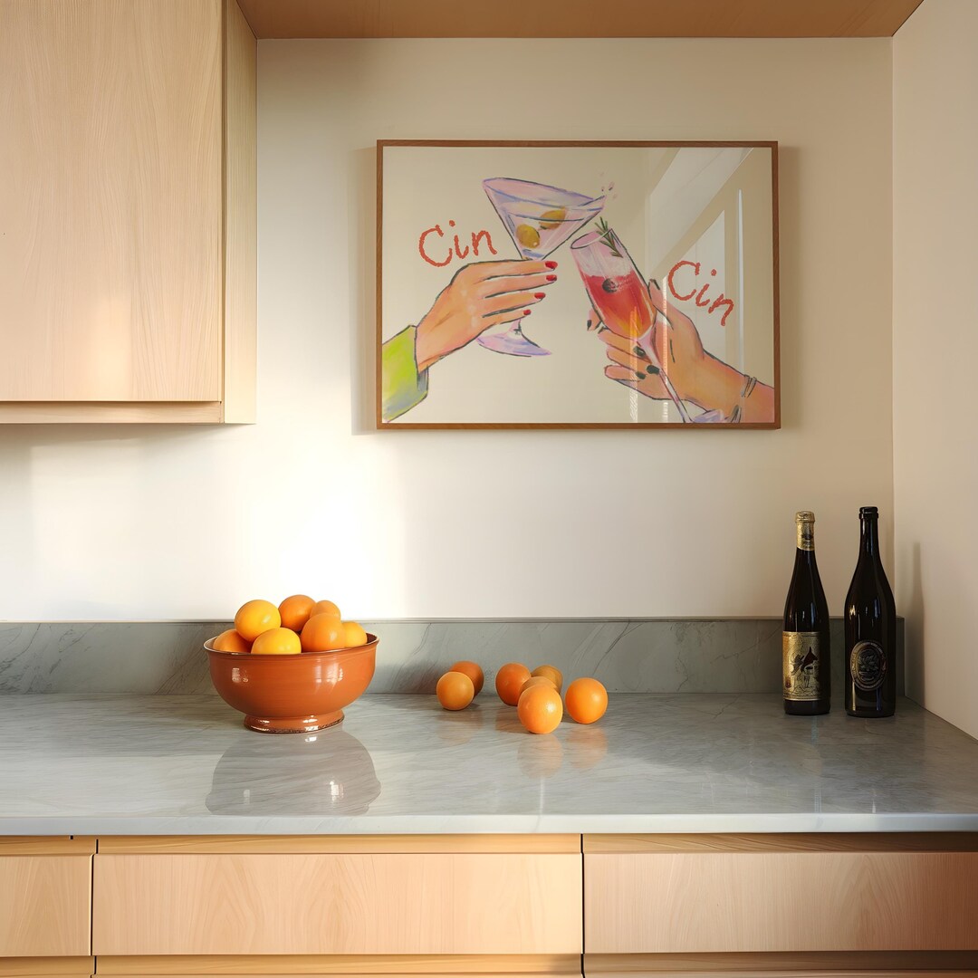 Cheers Print, Bar Cart Art, Cheers Poster, Retro Kitchen Decor, Cin Cin ...