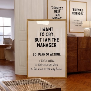 Office Humor Art, Neutral Desk Decor, Office Decor, Sarcastic Home ...