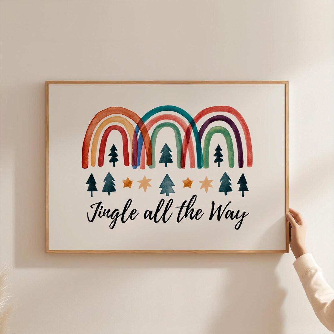 Jingle All the Way, Boho Сhristmas Rainbow, Christmas Printables ...