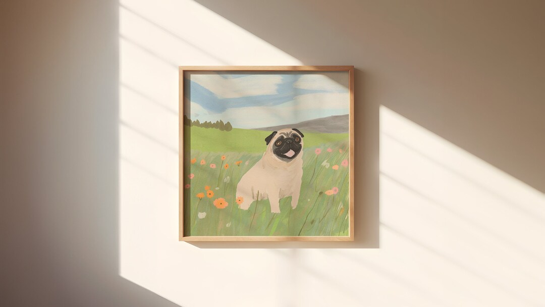 Pug Dog Art Print, Pug Gift, Funny Dog Wall Art, Dog Owner Gift ...
