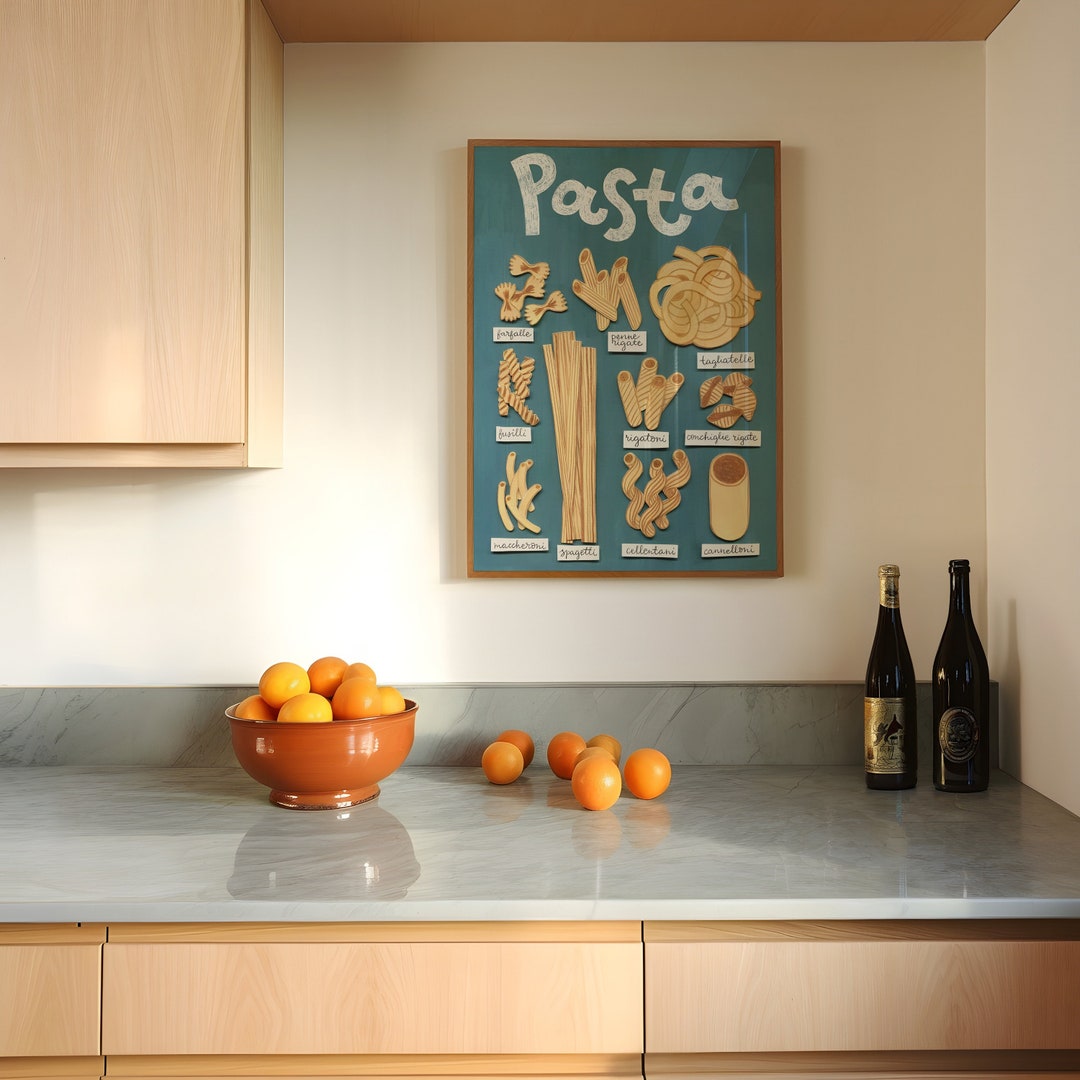 Pasta Guide Art Print, Pasta Types Poster, Pasta Night Print, Italian ...
