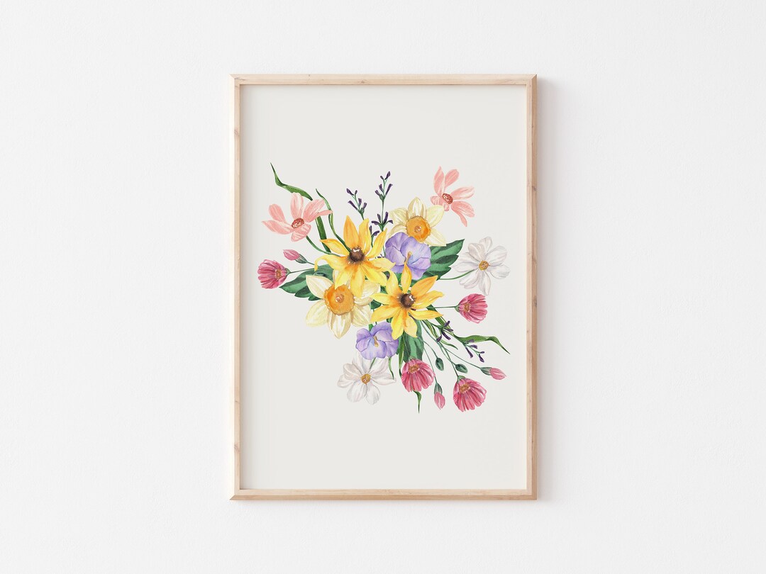 Spring Floral Print, Watercolor Flowers Print, Spring Printable Wall ...