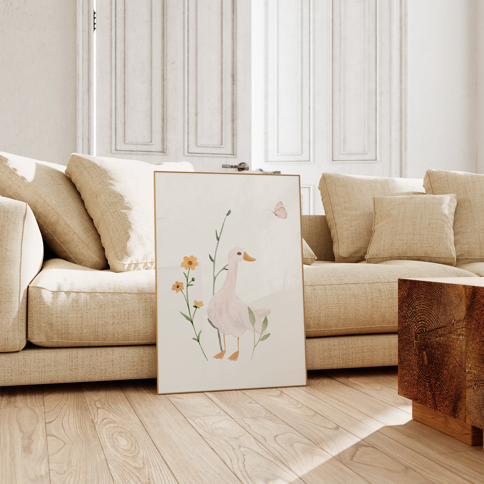 Easter Duck Print, Easter Printable Wall Art, Watercolor Easter Nursery ...