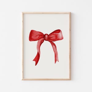 Vintage Red Christmas Bow Print, Christmas Prints, Trendy Christmas ...