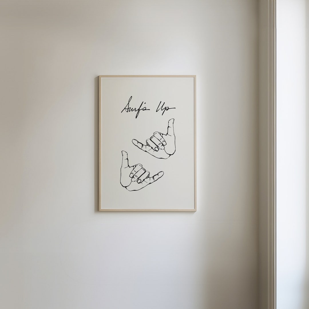 Surf's up Print, Surfing Quote Poster, Minimalist Coastal Wall Art ...