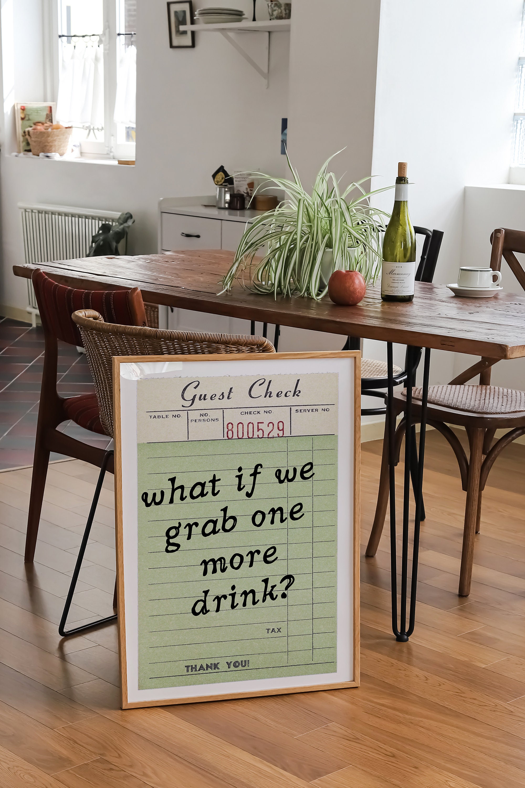 What If We Grab One More Drink Print, Guest Check Print, Trendy Kitchen ...