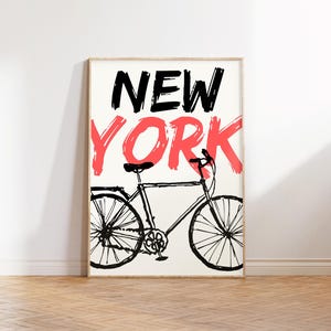 Vintage NYC Bicycle Poster, New York Print, NYC Wall Art, New York City ...