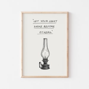 Let Your Light Shine Before Others Art Print, Minimalist Christian Wall ...
