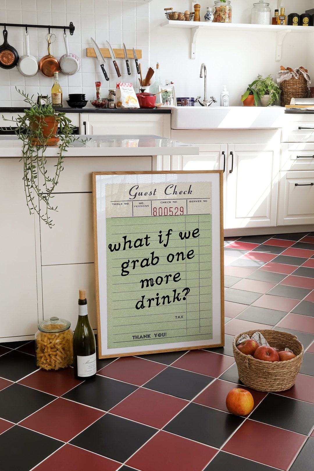 What If We Grab One More Drink Print, Guest Check Print, Trendy Kitchen ...