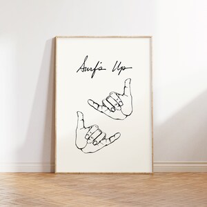 Surf's up Print, Surfing Quote Poster, Minimalist Coastal Wall Art ...