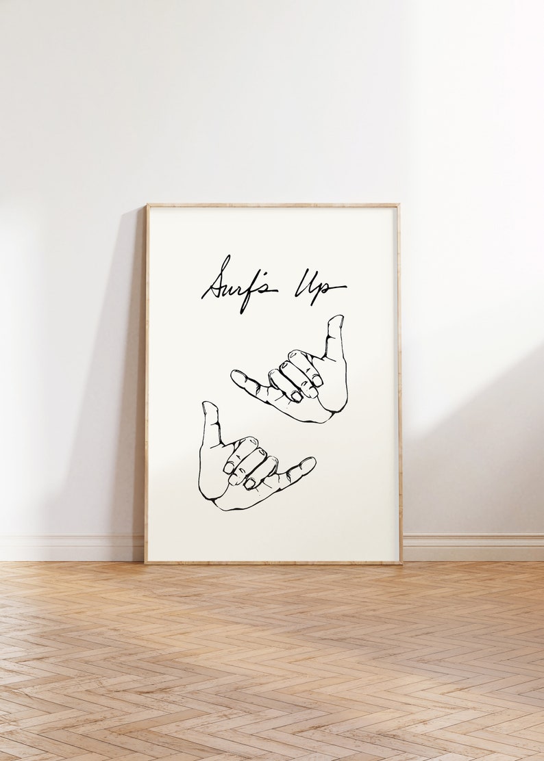 Surf's up Print, Surfing Quote Poster, Minimalist Coastal Wall Art ...
