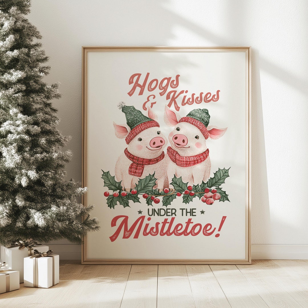 Farm Christmas Print, Farmhouse Christmas Printable Wall Art, Hogs and ...