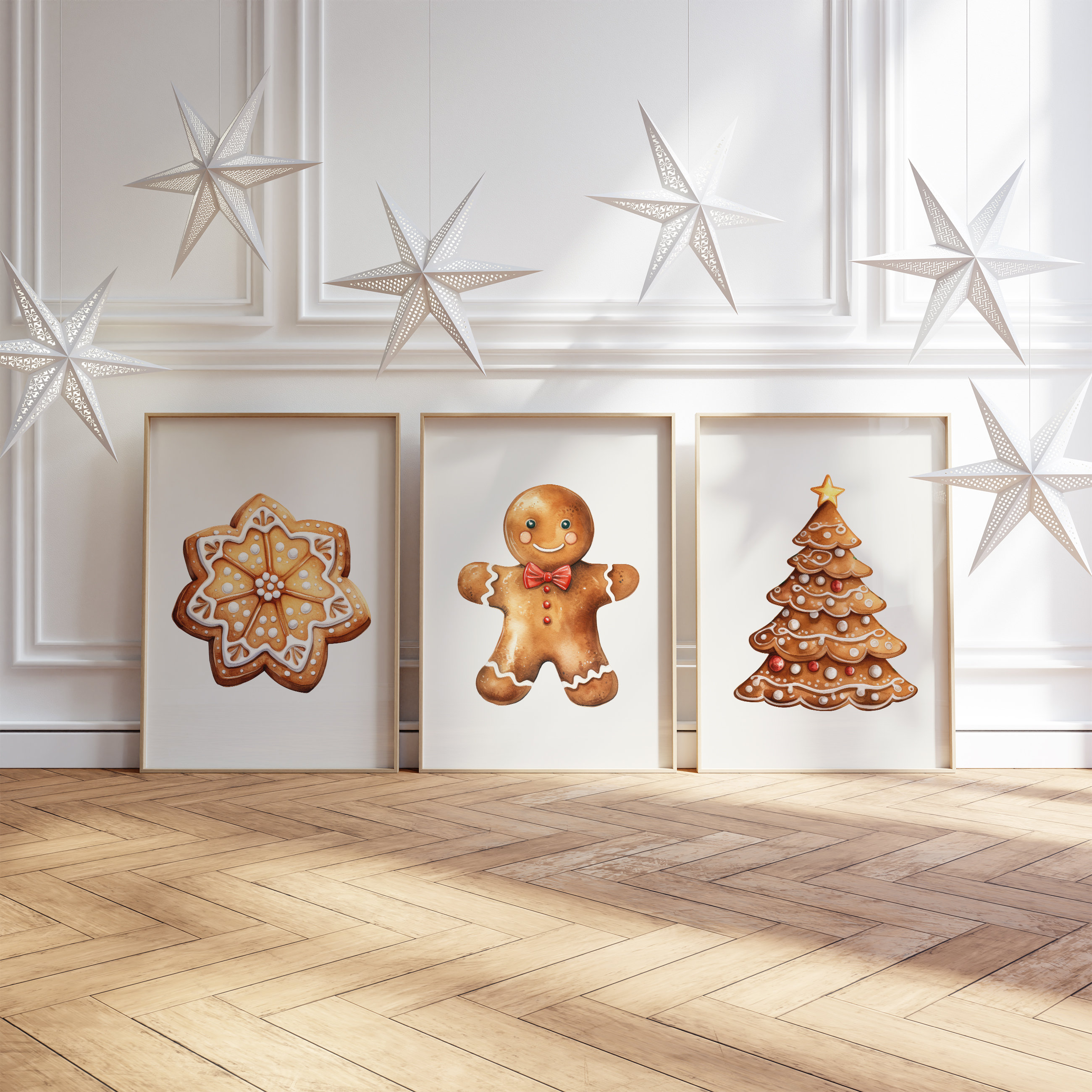 Set of 3 Large Christmas Gingerbread Prints Xmas Printable - Etsy Australia