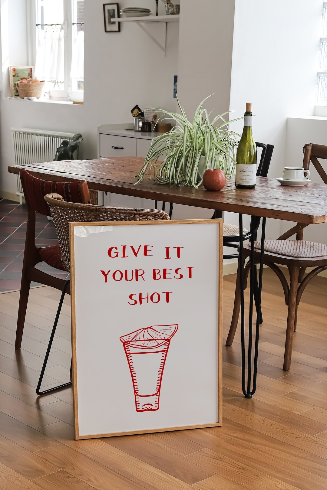 Bar Art Print, Liquor Poster, Give It Your Best Shot Print, Modern Bar ...