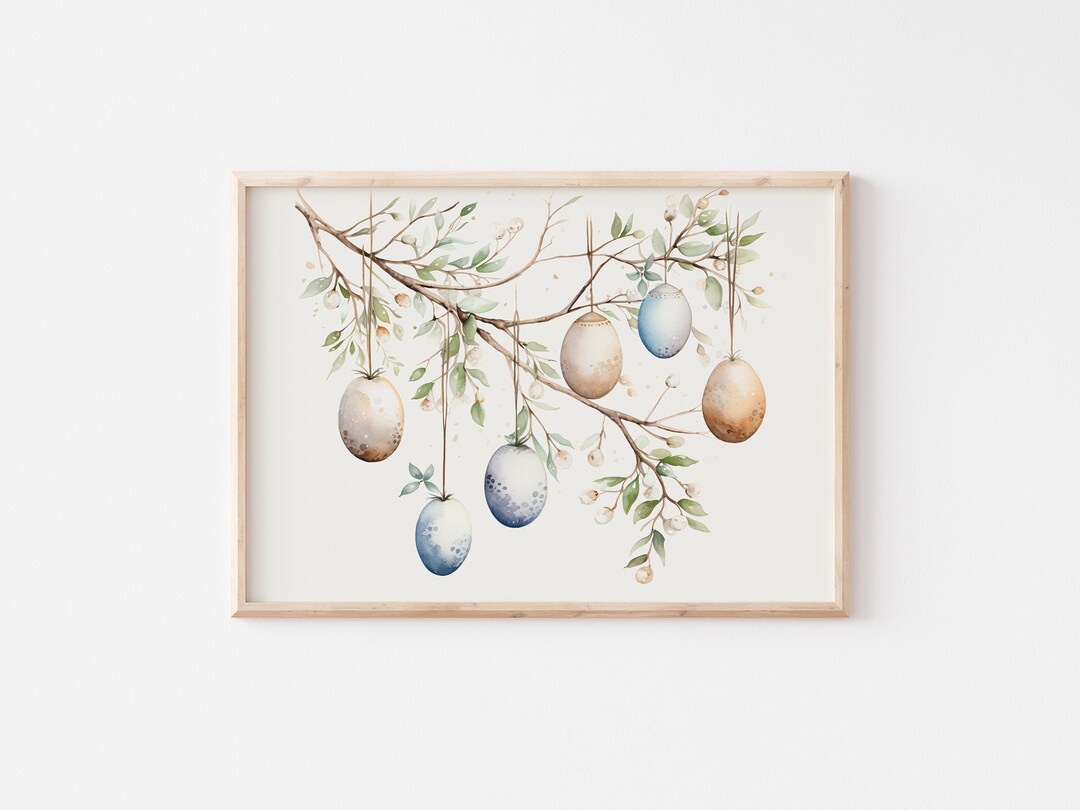 Pastel Easter Eggs Print, Neutral Easter Printable Wall Art, Watercolor ...
