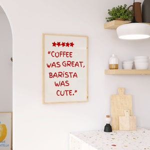 Funny Barista Coffee Review Print, Aesthetic Kitchen Decor (digital ...