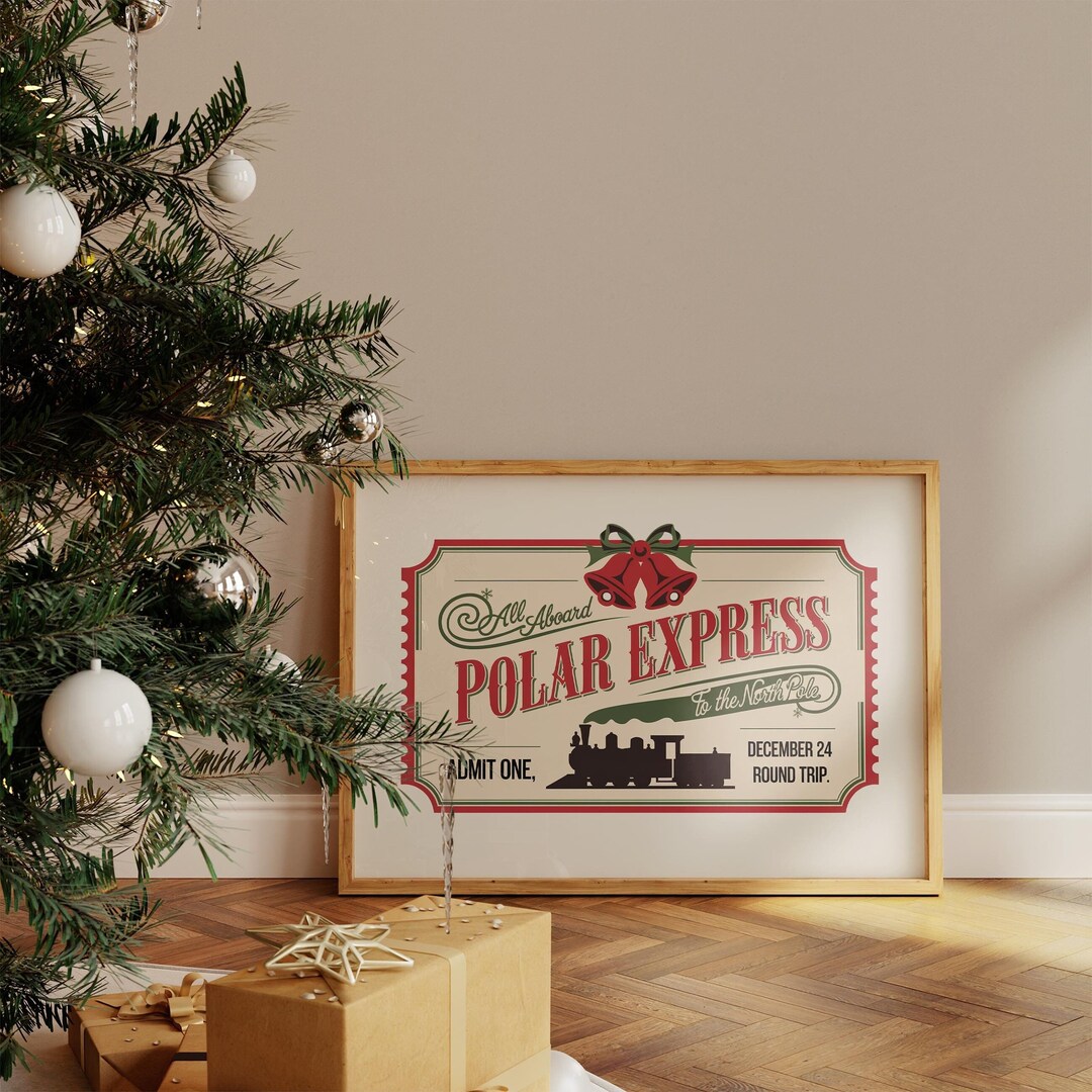 North Pole Ticket Print, Polar Express Ticket, Red Christmas ...