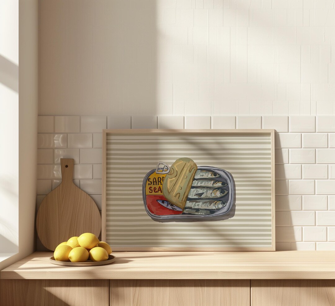 Tinned Fish Print, Sardines Print, Seafood Wall Art, Retro Fish ...