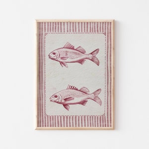 Vintage Kitchen Retro Fish Illustration Printable Wall Art, Restaurant ...