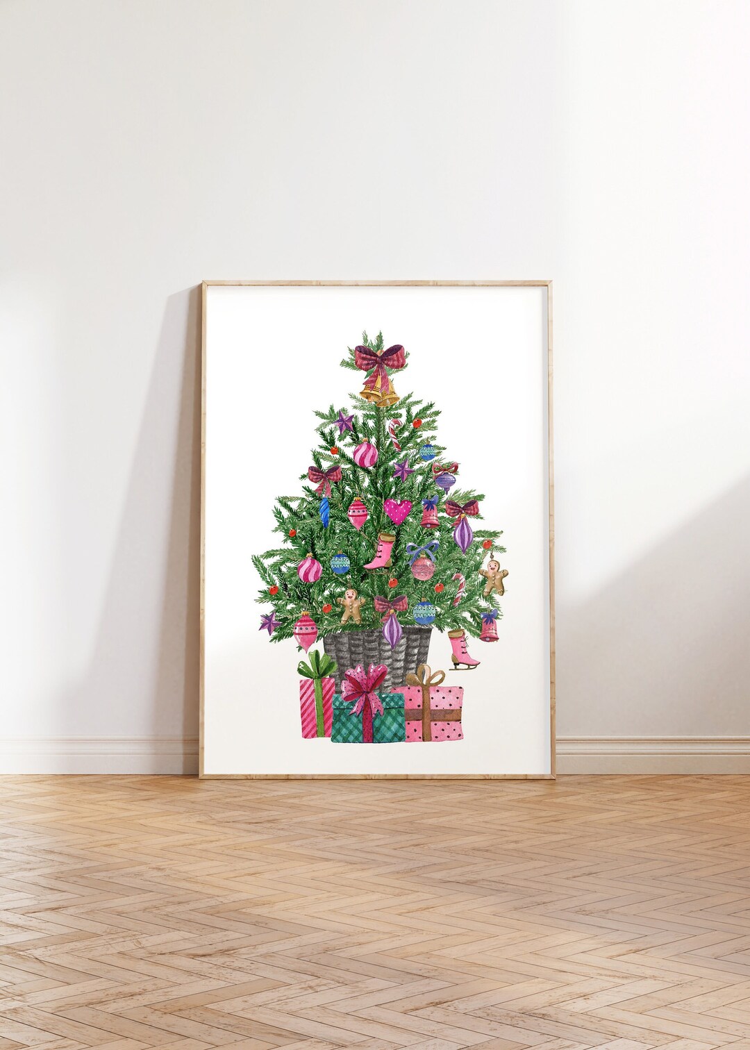 Preppy Weihnachtsbaum Print: Urlaub Wandkunst (Digitaler Download ...