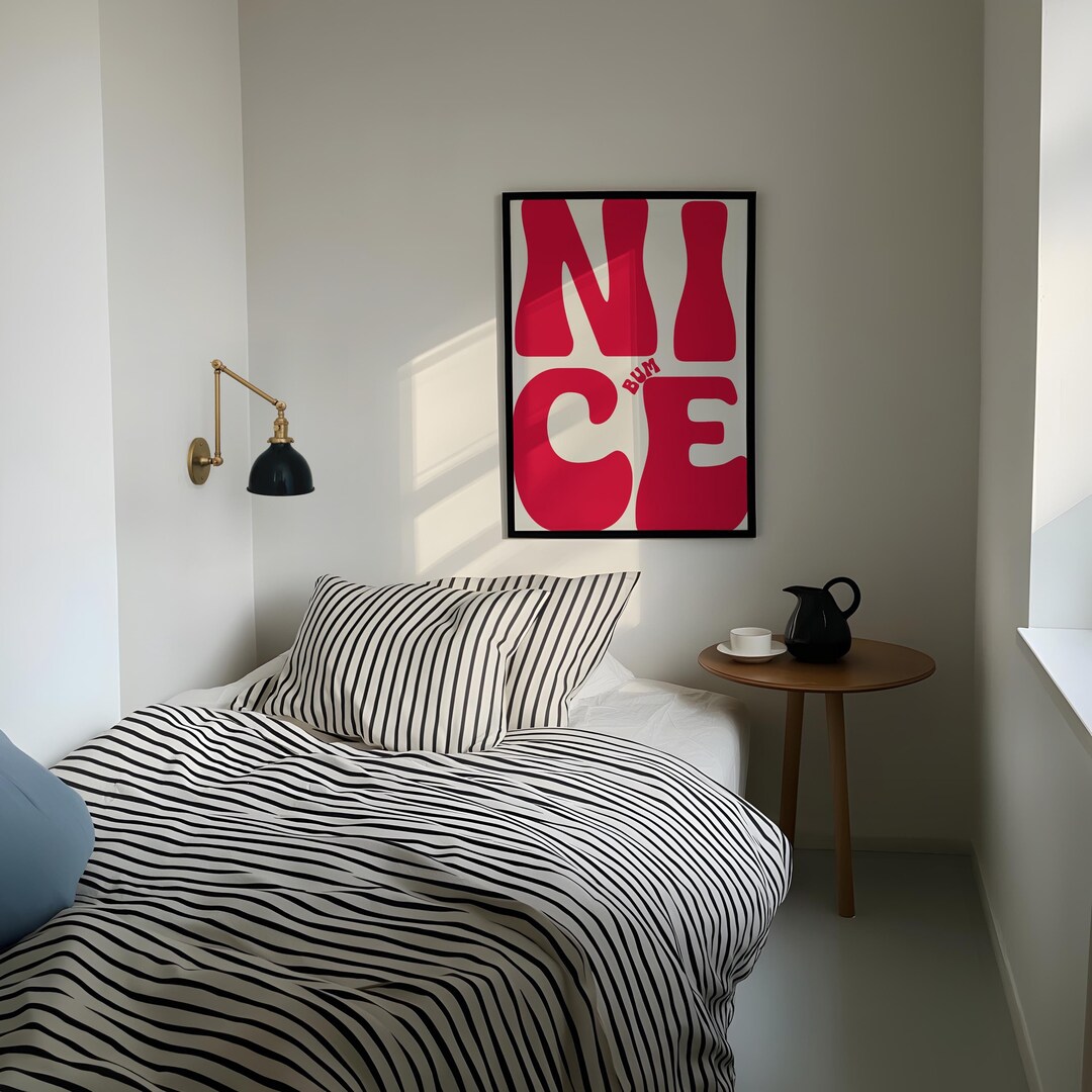 Nice Bum Print, Funny Bold Bathroom Print, Typography Print, Funny ...