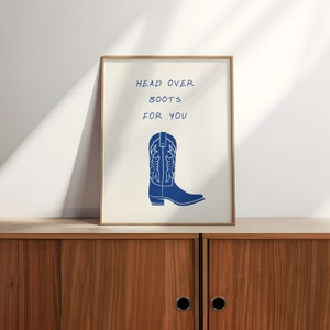 Head Over Boots for You, Cowboy Boot Art Print, Minimalist Western Wall ...