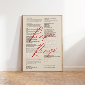 Paper Rings Song Lyrics Printable Poster, Minimalist Taylor's Version ...