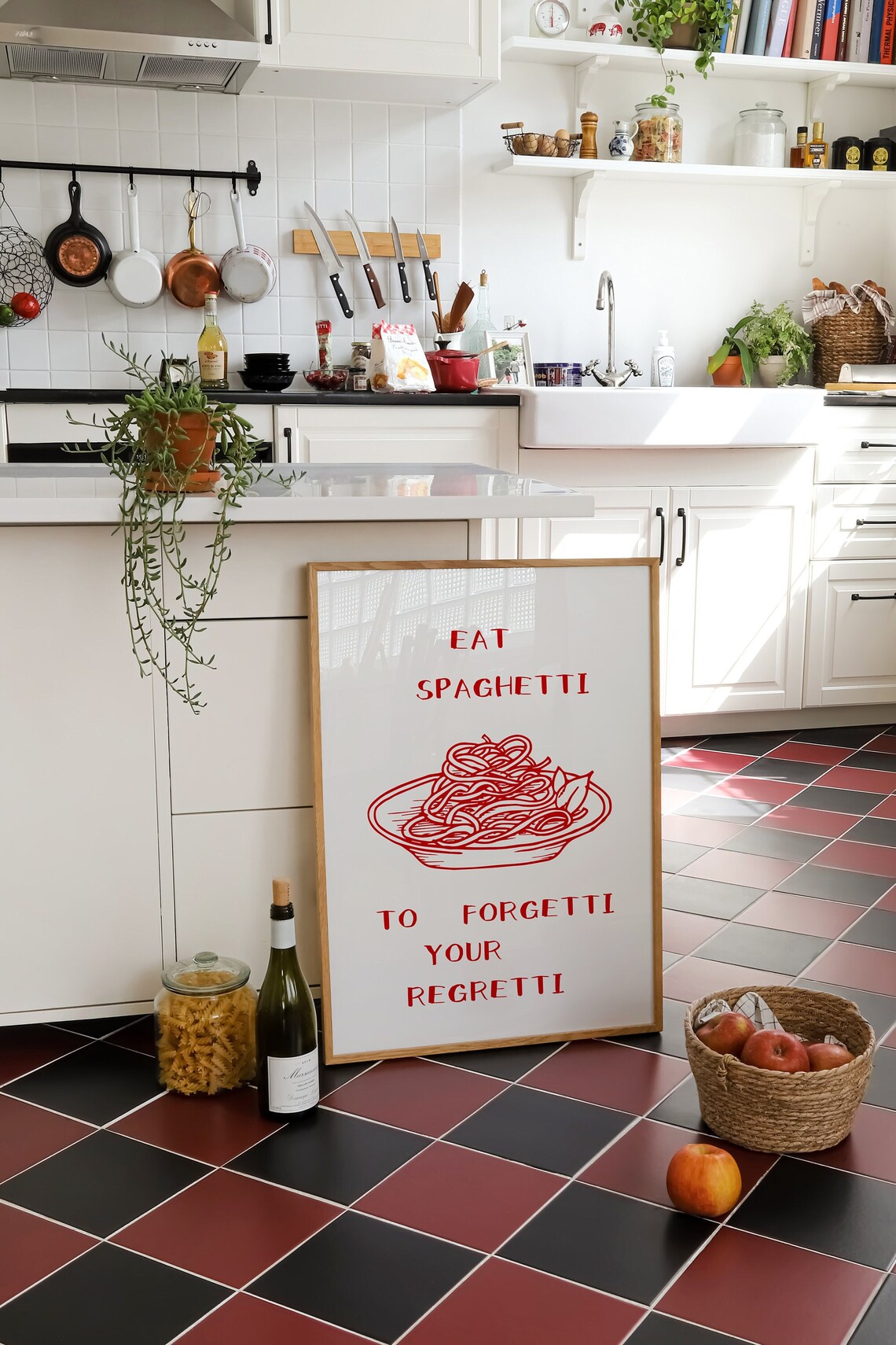 Eat Spaghetti to Forgetti, Aesthetic Kitchen Decor, Funny Spaghetti ...