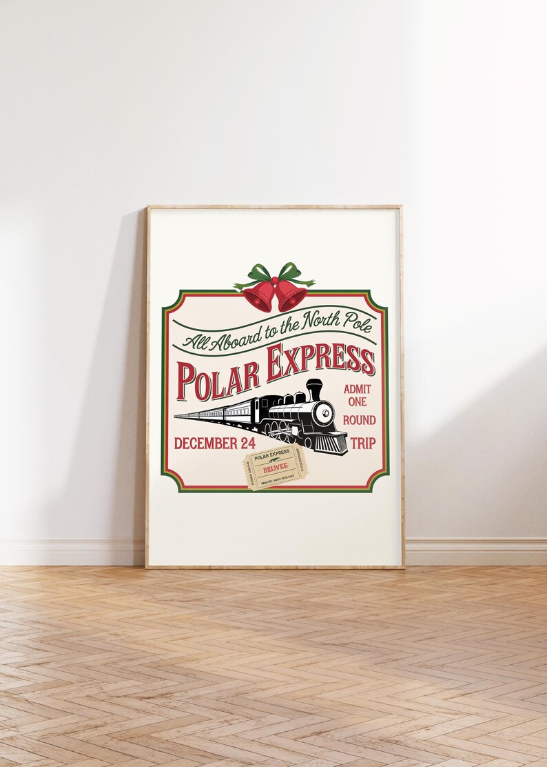 North Pole Sign, Polar Express Ticket Print, Trendy Christmas ...