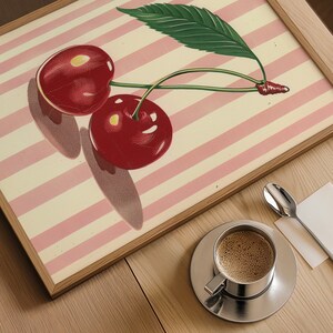 Preppy Cherry Poster, Cherries Print, Trendy Printable Wall Art, Retro ...