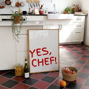 Yes Chef Print, Aesthetic Kitchen Decor, Modern Kitchen Digital Art ...