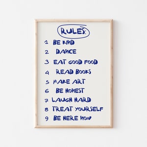 Retro Wall Art | House Rules Art Print | Trendy House Rules List Print ...