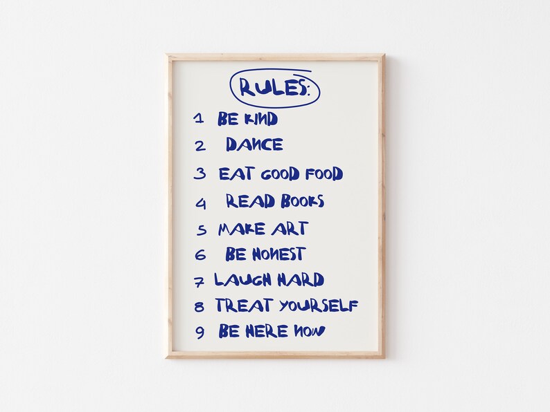 Retro Wall Art | House Rules Art Print | Trendy House Rules List Print ...