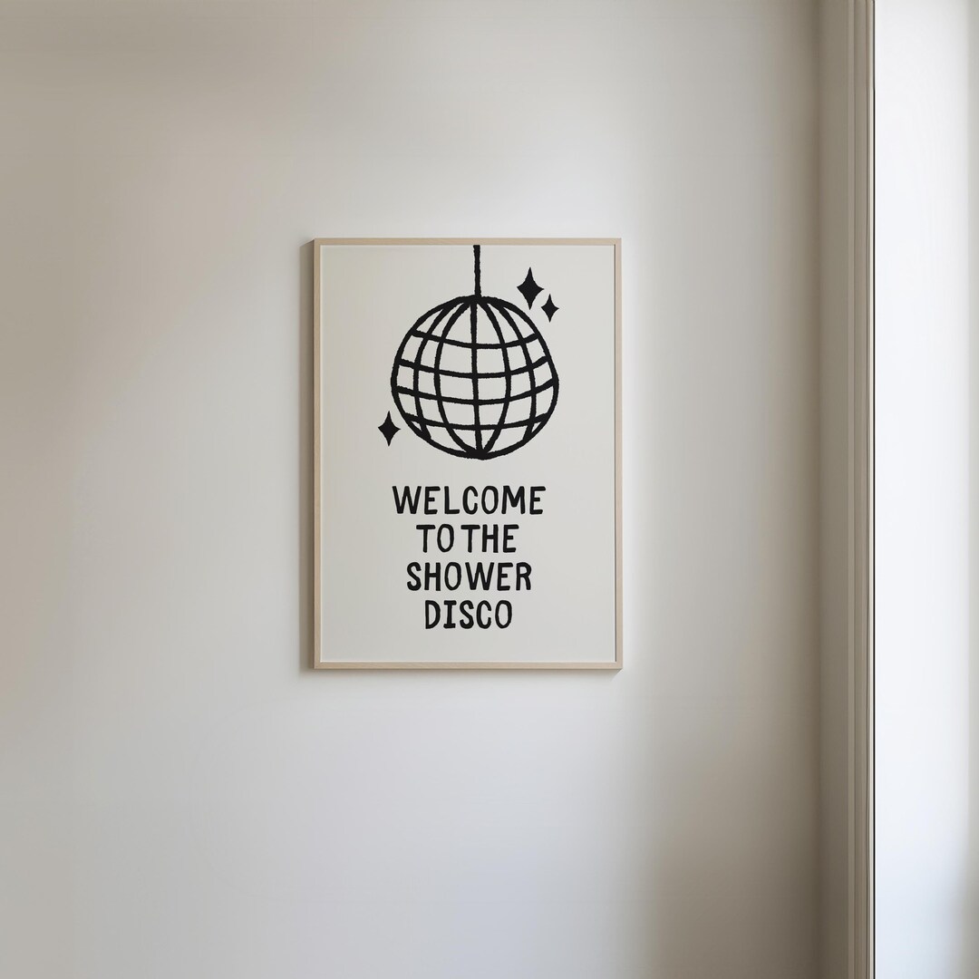 Shower Disco, Cute Bathroom Decor, Retro Aesthetic Bathroom Wall Art ...