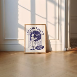 Leaving Reality Entering Fiction, Trendy Vintage Bookish Print, Book ...