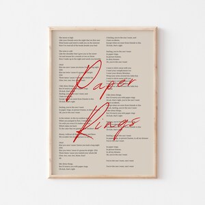 Paper Rings Song Lyrics Printable Poster, Minimalist Taylor's Version ...