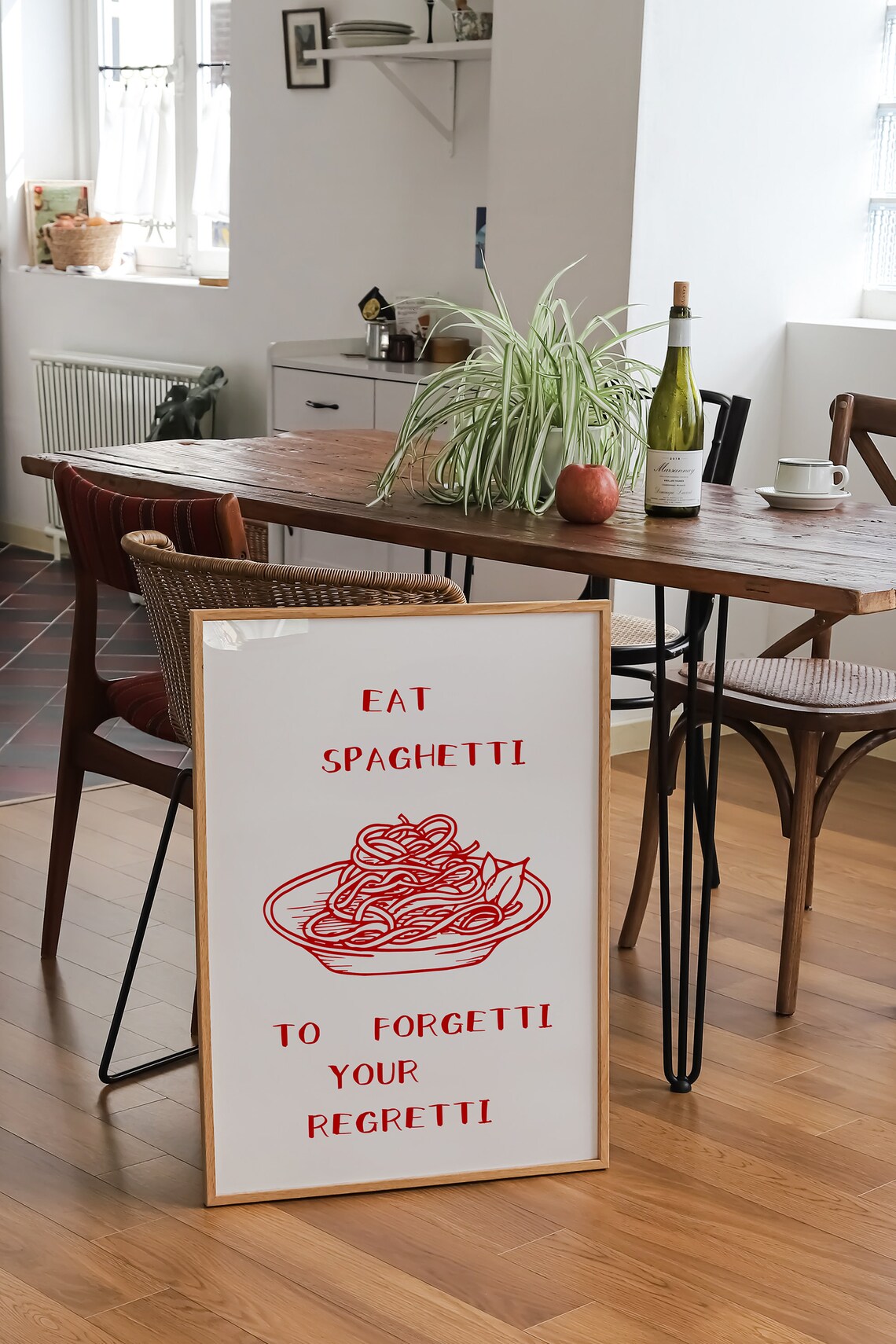 Eat Spaghetti to Forgetti, Aesthetic Kitchen Decor, Funny Spaghetti ...
