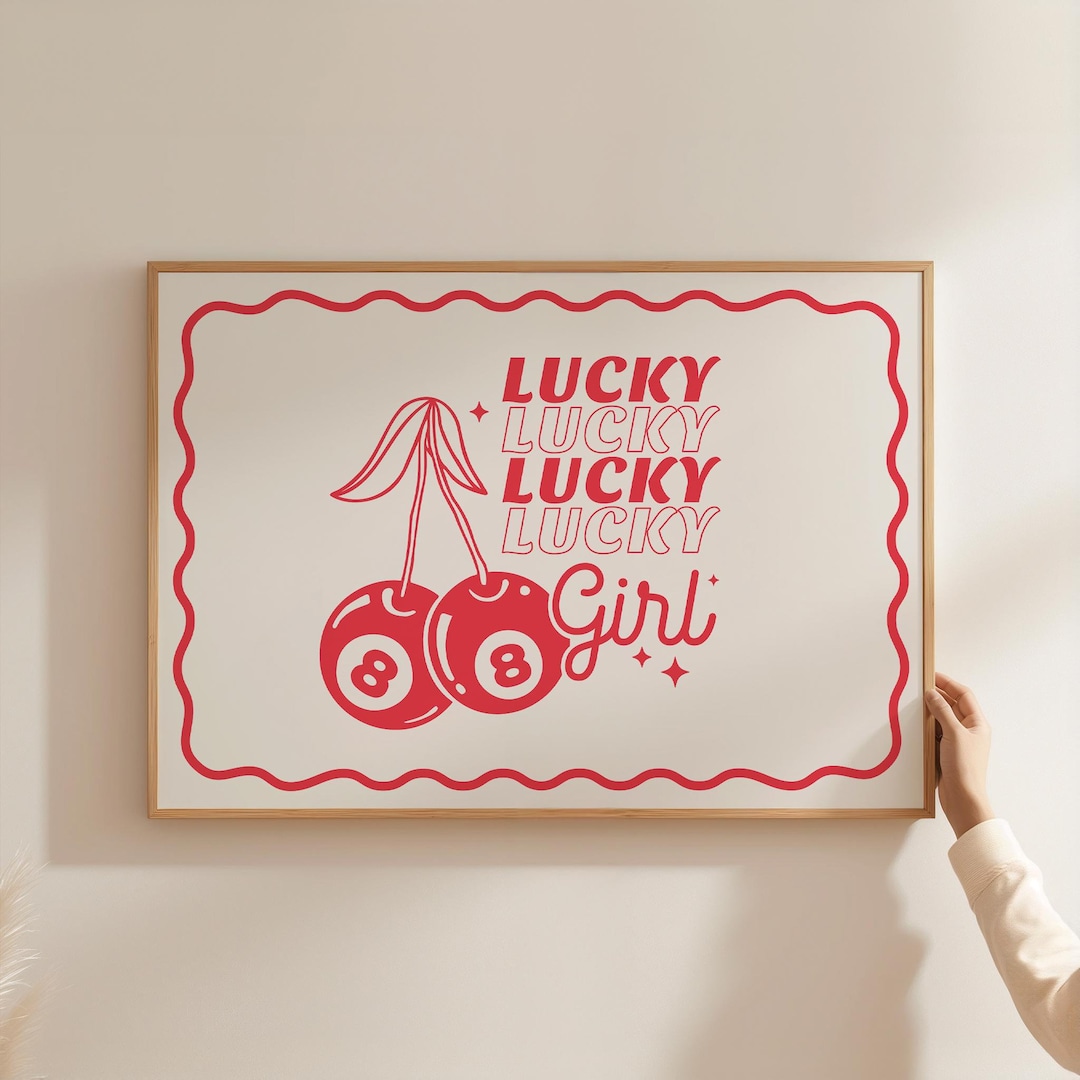 Trendy Retro 8 Ball Cherries Print, Lucky Cherry 8 Ball Print, Retro ...