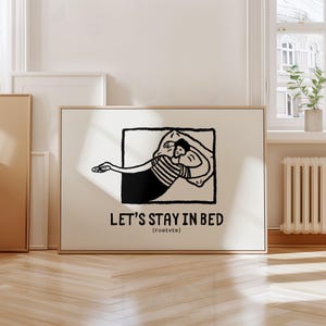 Let's Stay in Bed Print, Retro Bedroom Prints, Trendy Above Bed Wall ...