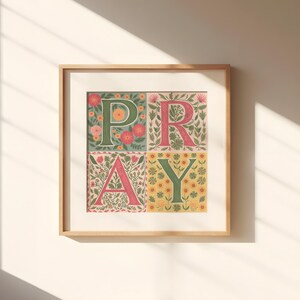 Pray Wall Art, Boho Christian Wall Art Decor, Pray Corner Decor, Modern ...