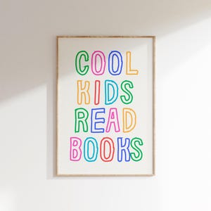 Cool Kids Read Books Print, Kids Reading Book, Playroom Wall Decor ...